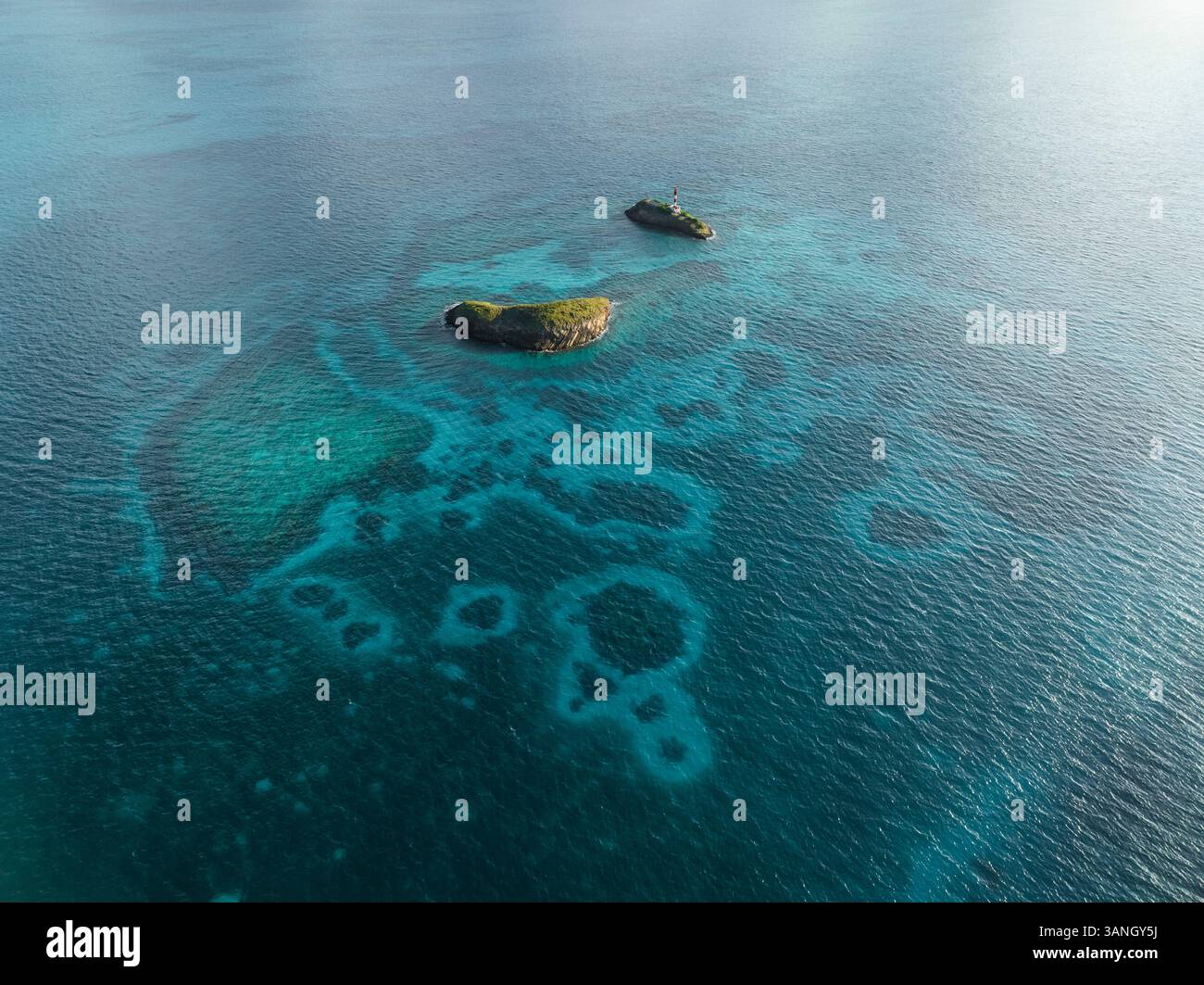 Aerial view of small tiny islands on Providencia and Santa Catalina ...