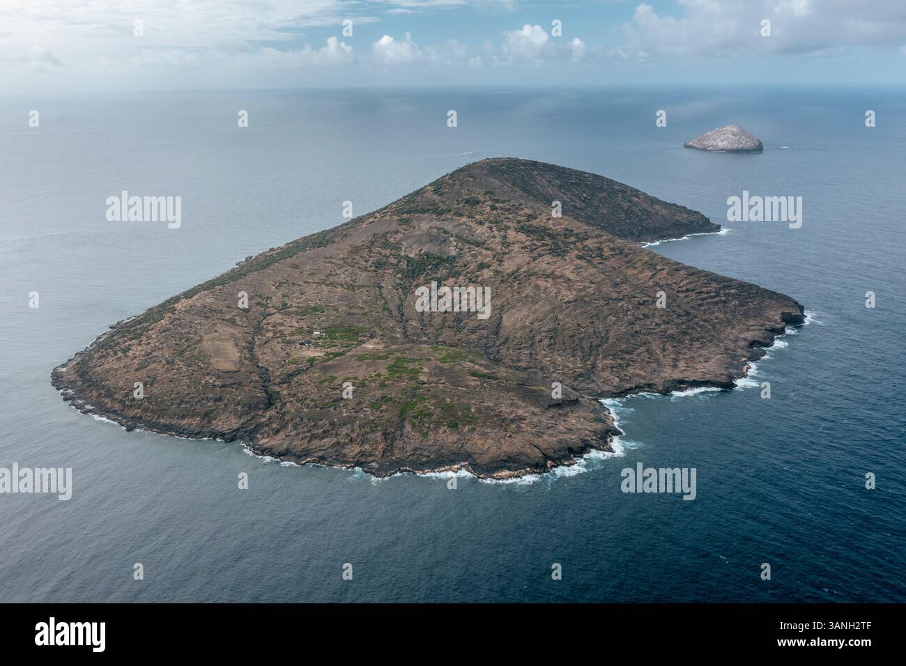 Aerial view of Round Island (Ile Ronde), Riviere du Rempart, Mauritius ...