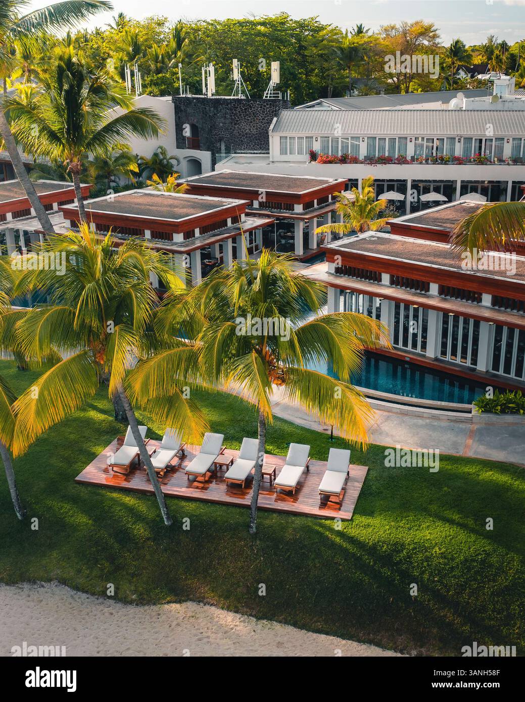Flacq, Mauritius - 29 September 2022: Aerial view of a luxury resort ...