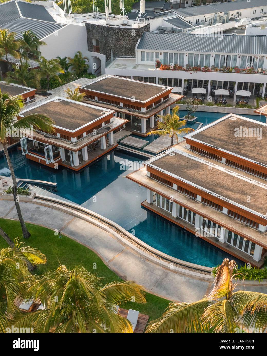Flacq, Mauritius - 29 September 2022: Aerial view of a luxury resort ...