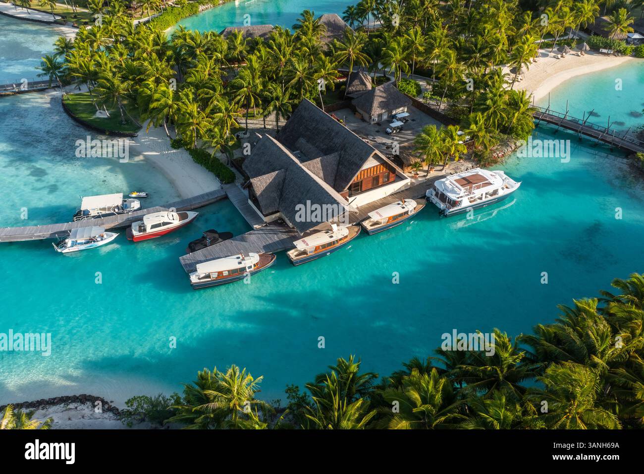 Moorea, French Polynesia - 14 November 2022: Aerial view of boats ...