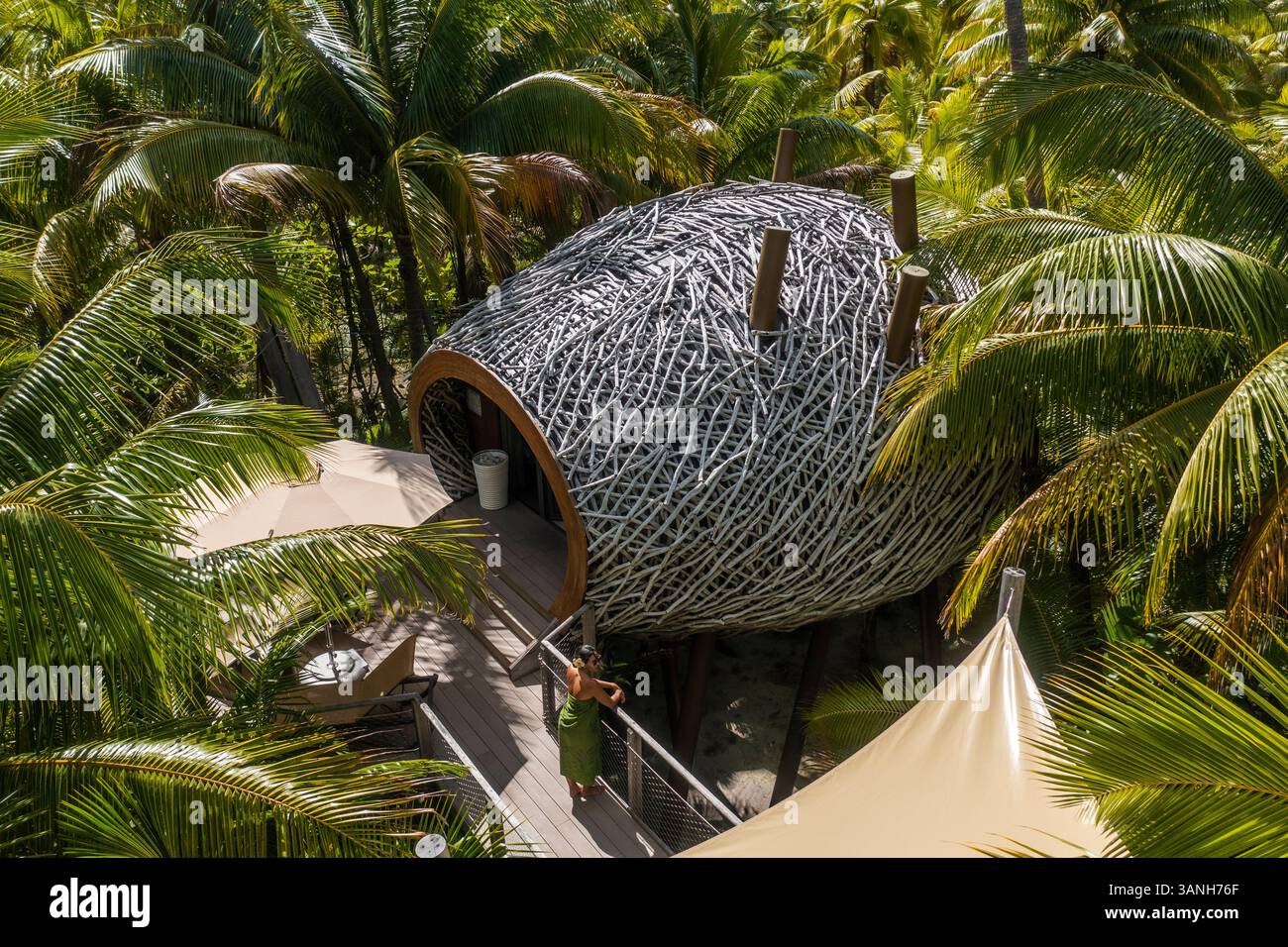 Onetahi, French Polynesia - 14 November 2022: Aerial view of a person ...