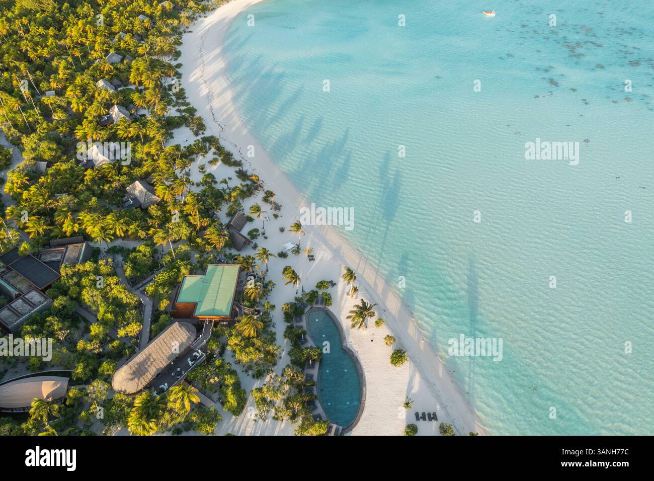 Onetahi, French Polynesia - 14 November 2022: Aerial view of The Brando ...