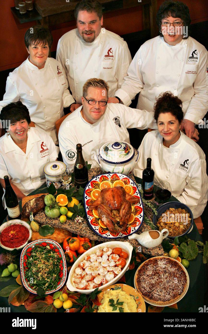 Copia chefs prepared a Thanksgiving feast. Sitting, from left ...