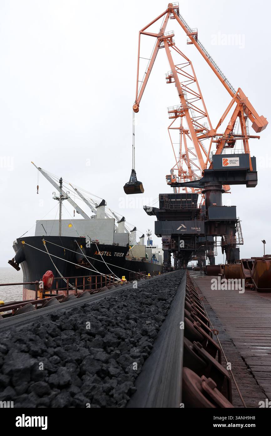 Coking coal is unloaded at Immingham Port in Lincolnshire, destined for ...