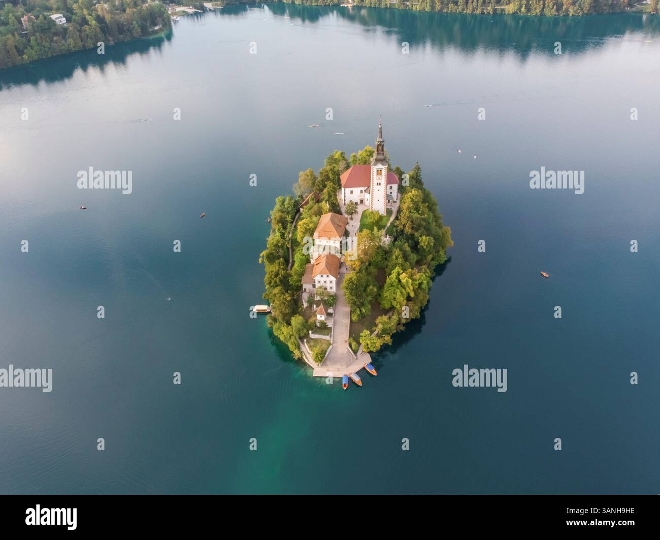 Aerial view of Lake Bled island in Slovenia Stock Photo - Alamy