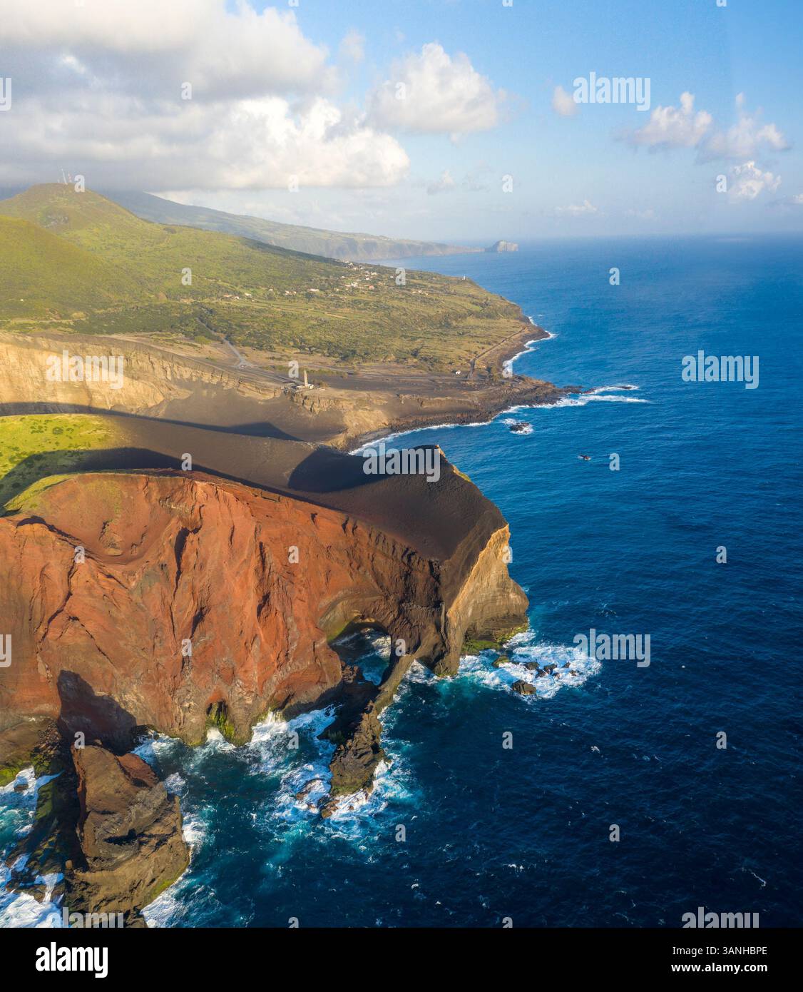 Aerial View of Vulcao dos Capelinhos, Norte Pequeno, Faial Island ...