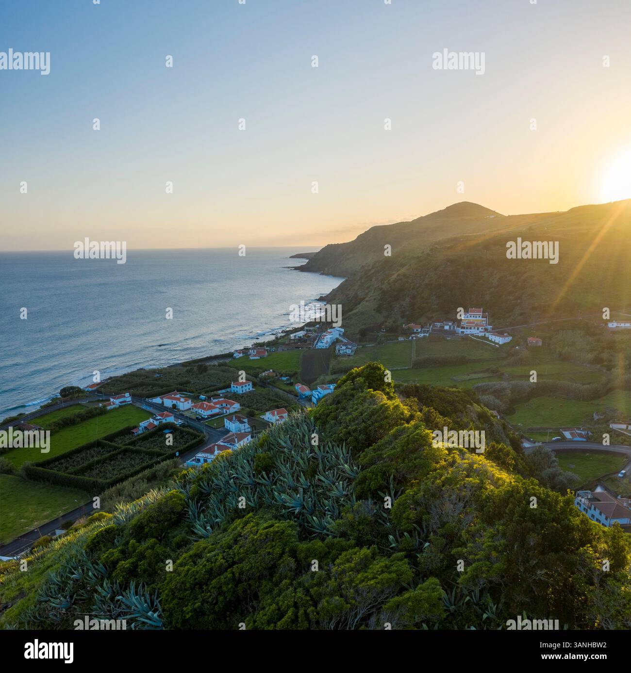 Aerial View of Santa Maria Island, Praia Formosa, Almagreira, Azores ...
