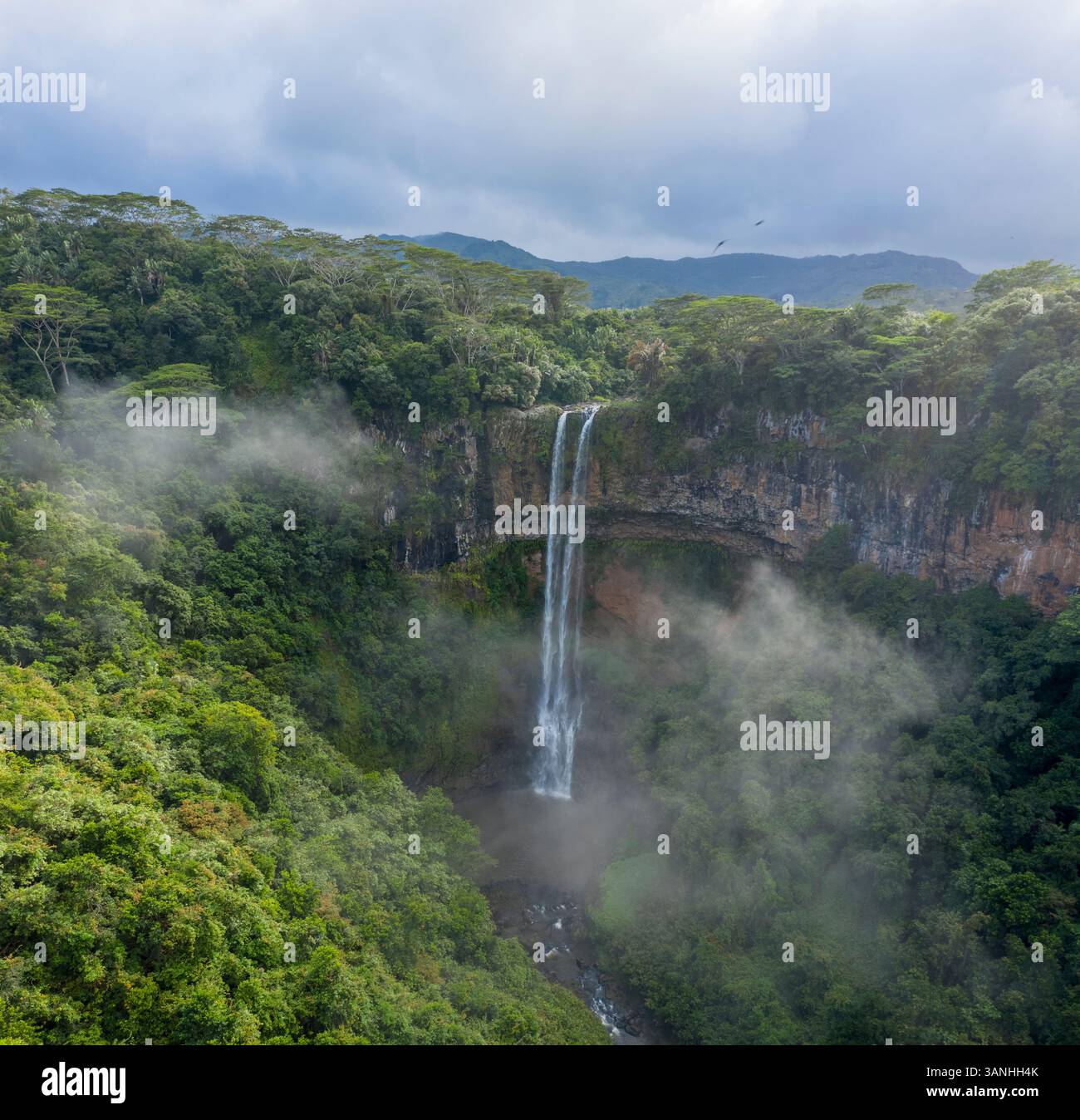 Beautiful lush mountain waterfall aerial hi-res stock photography and ...