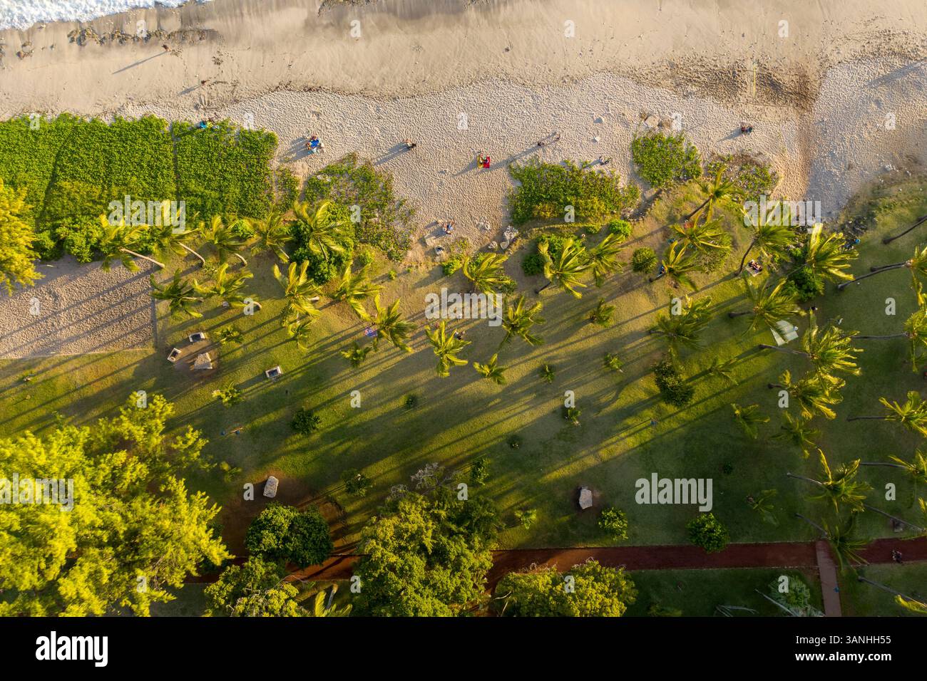 Aerial view of Grande Anse beach at sunset, Petite Ile, Reunion Stock ...