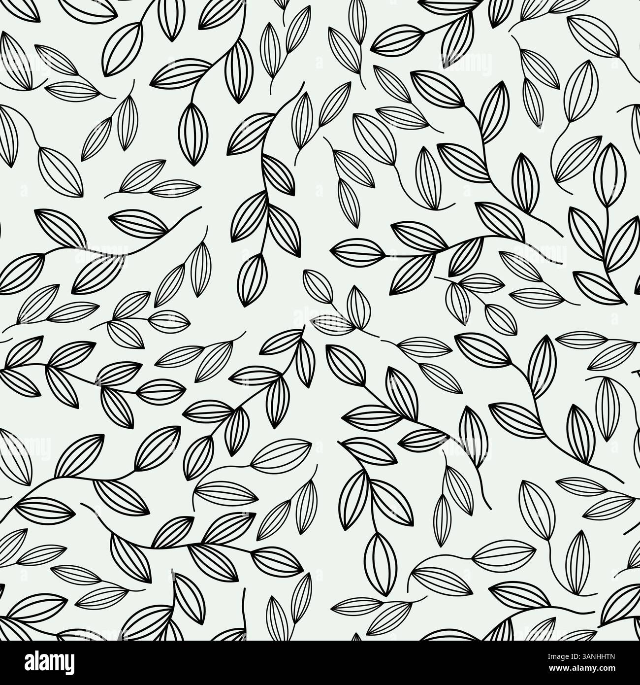 Seamless Line Art Leaf Pattern – Monochrome Botanical Design Stock ...