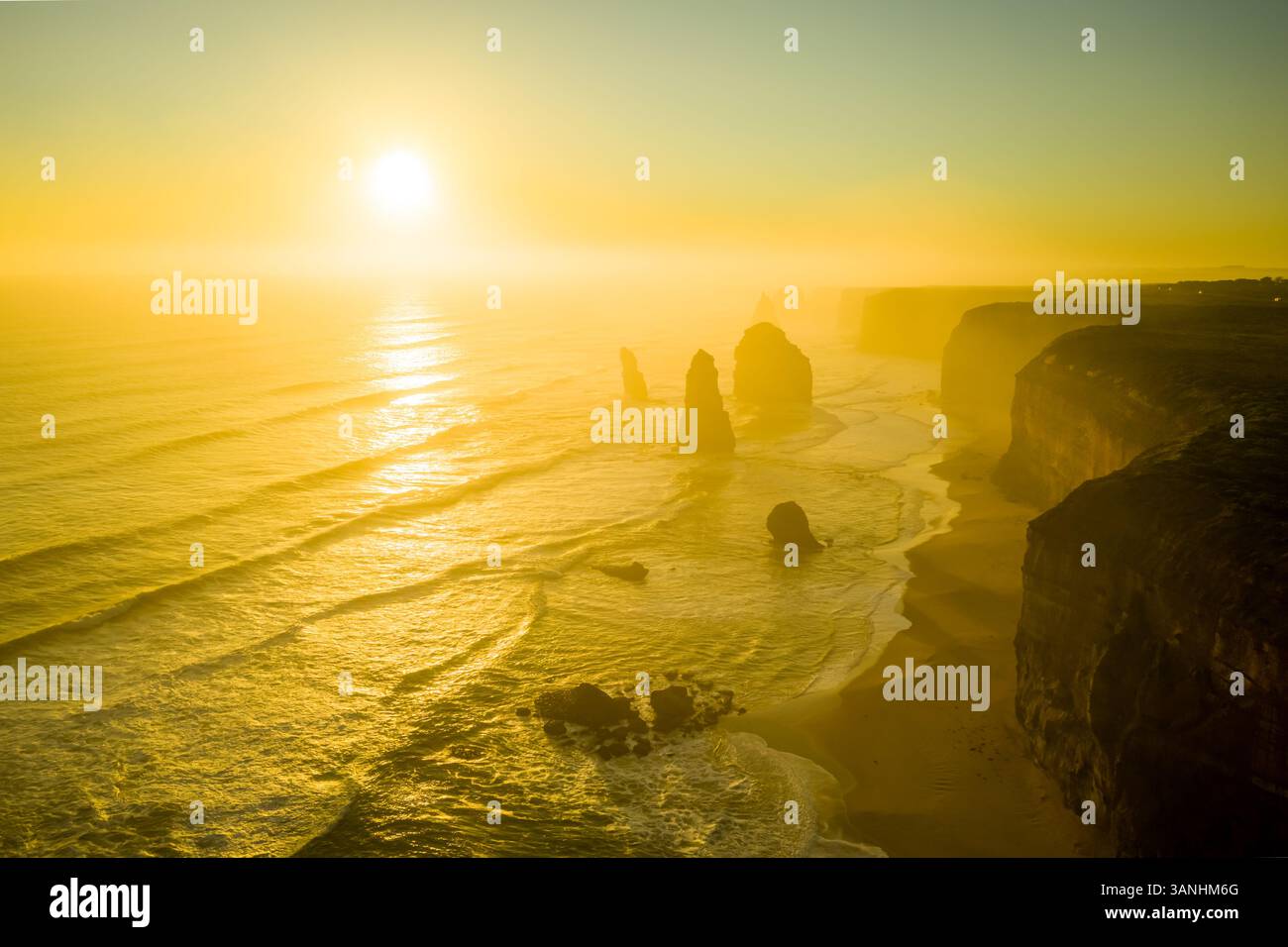 Aerial view of Twelve Apostles, a famous landscape along the Australian ...