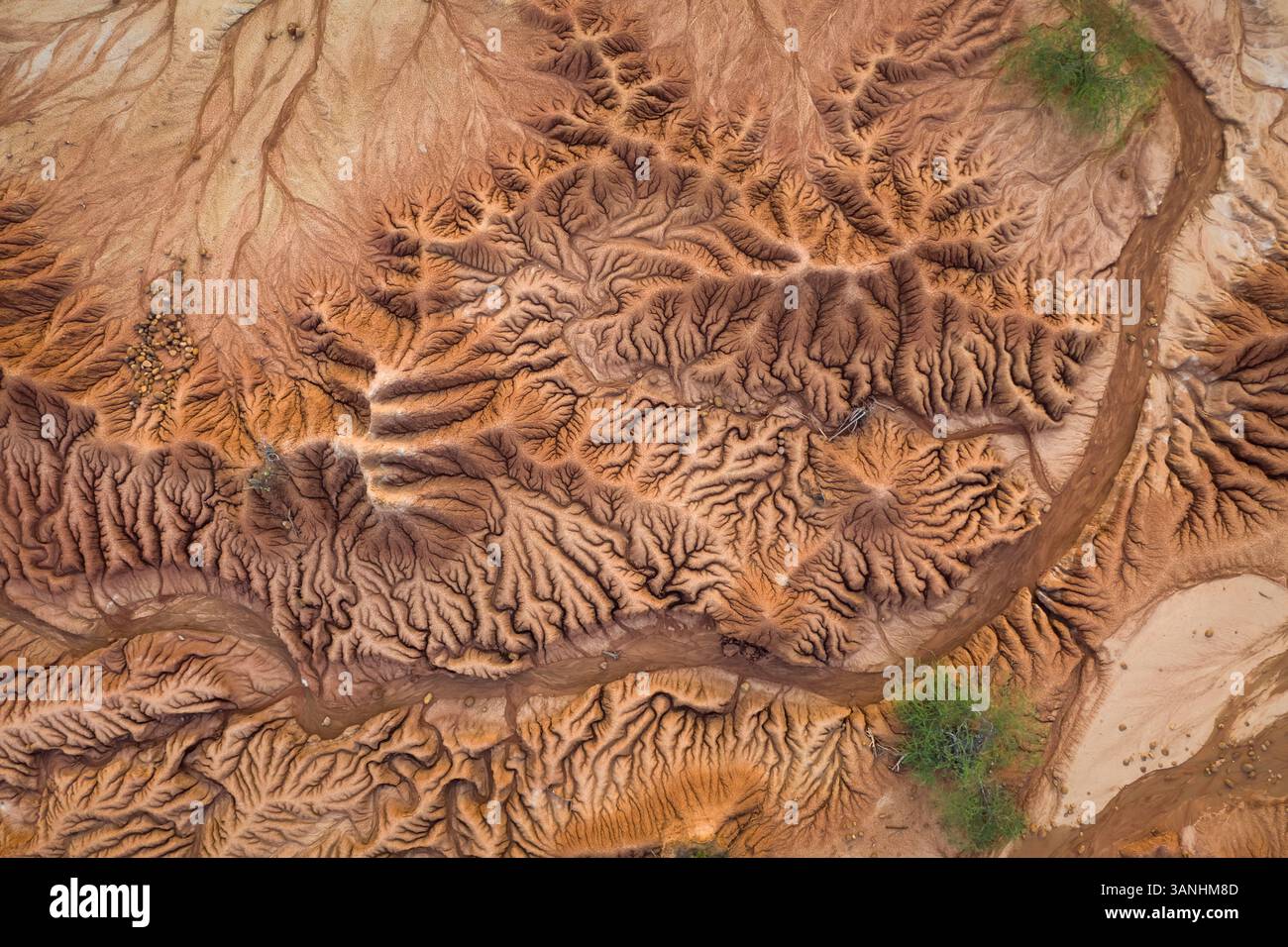 Aerial view of a beautiful rock formation with canyons near Villavieja ...