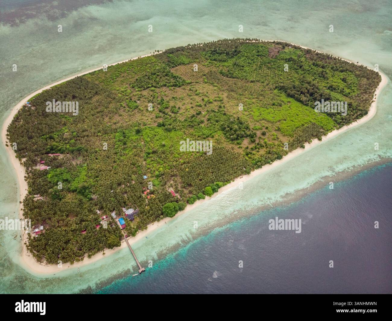 Aerial view of Kaniungan Besar Island with golden beach and a small ...