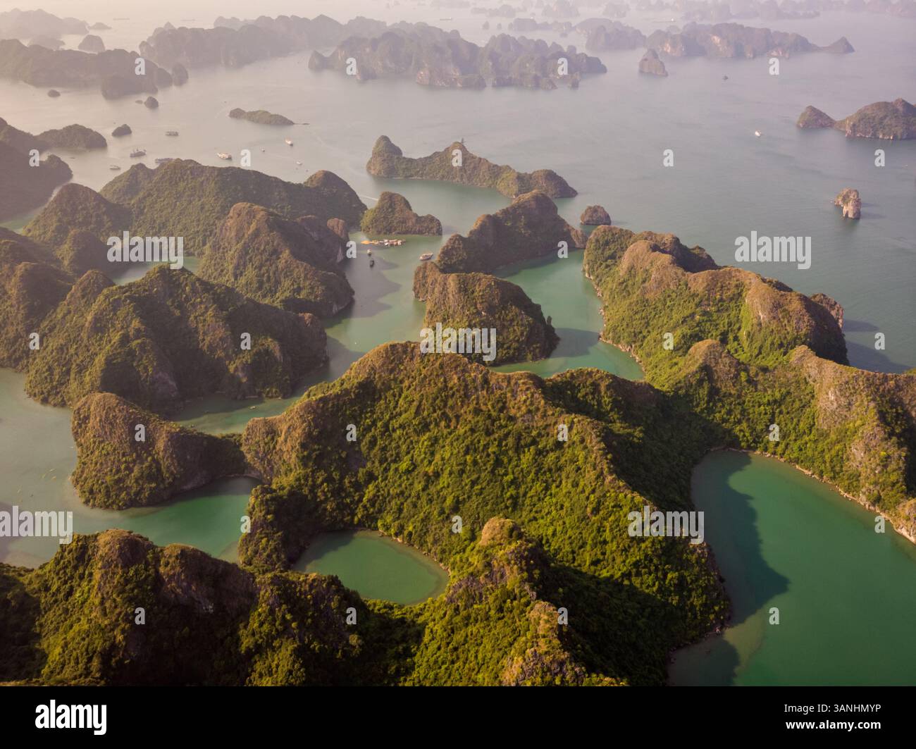 Aerial view of scattered small islands archipelagos near the Dark and ...