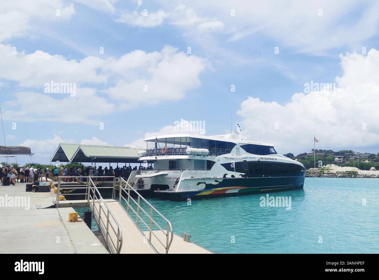 La Digue, Seychelles. 06th Mar, 2025. A ferry operated by Cat Cocos is ...