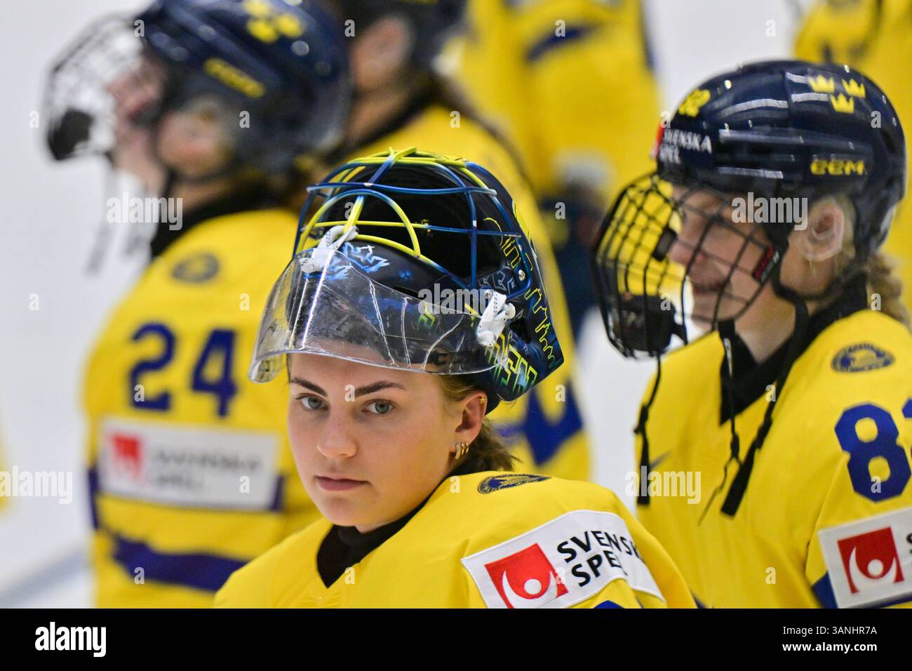 Budweis, Czech Republic. 15th Apr, 2025. Goalkeeper Ida Boman (SWE) is ...