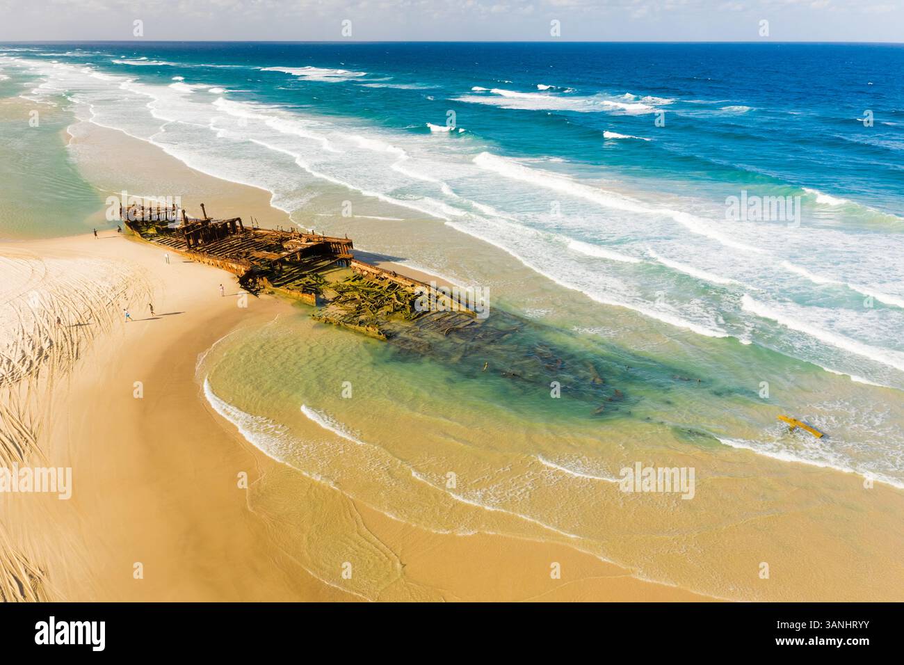 Aerial view of the S.S. Maheno, Fraser Island, Australia Stock Photo ...