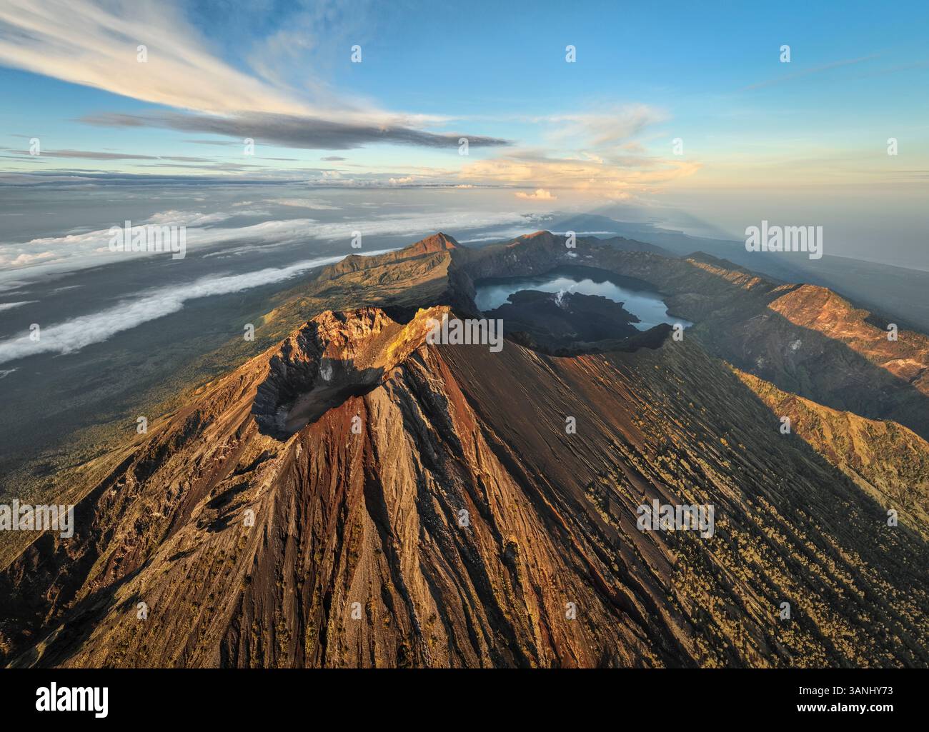 Panoramic Aerial view of Rinjani Peak, Lombok Indonesia Stock Photo - Alamy