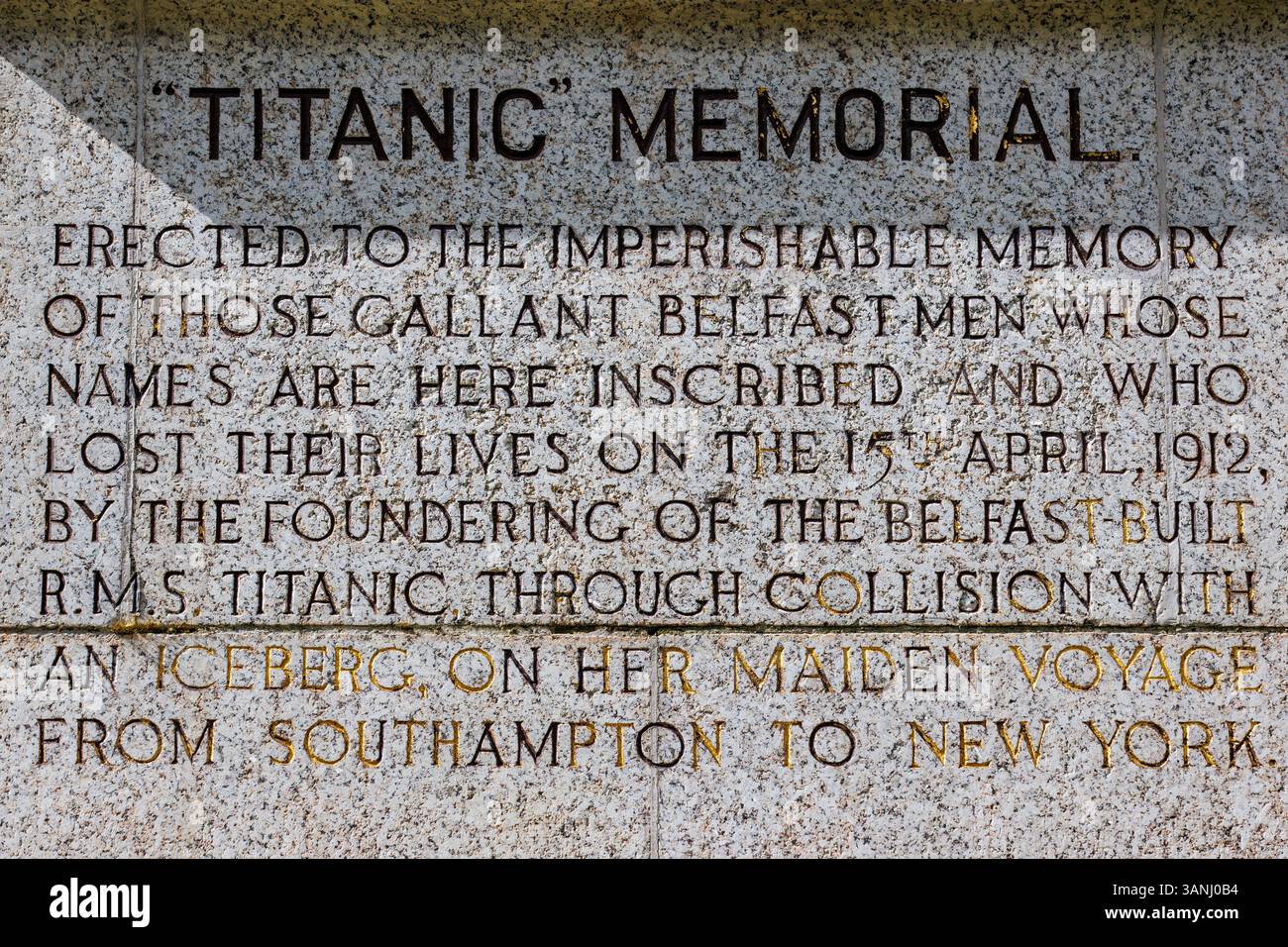 Inscription on the Titanic Memorial to remember more than 1,500 people ...