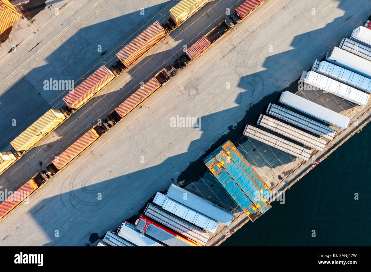 Aerial view of Halifax Seaport with shipping containers and cargo ...