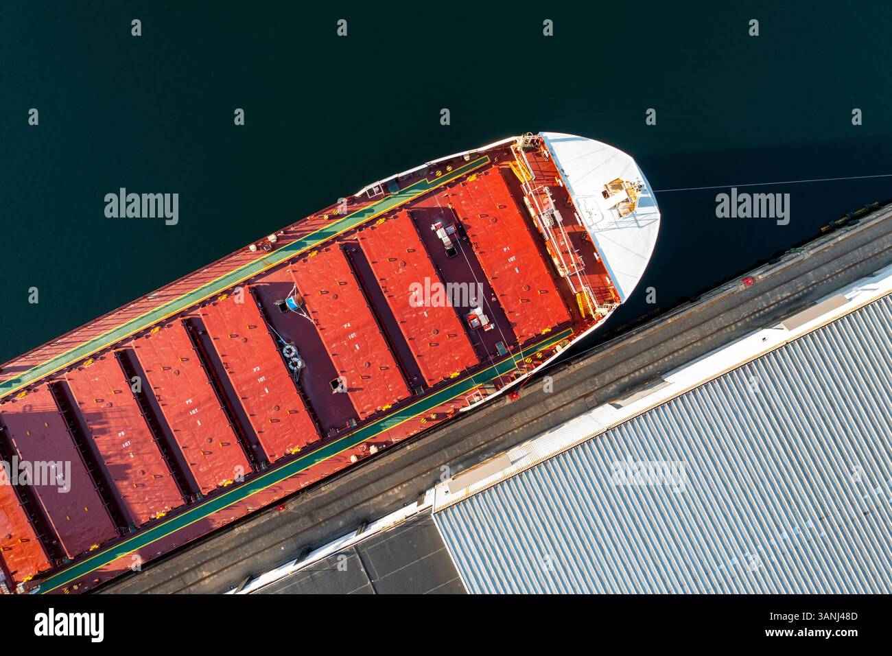 Aerial view of Halifax Seaport with industrial cargo ships and colorful ...