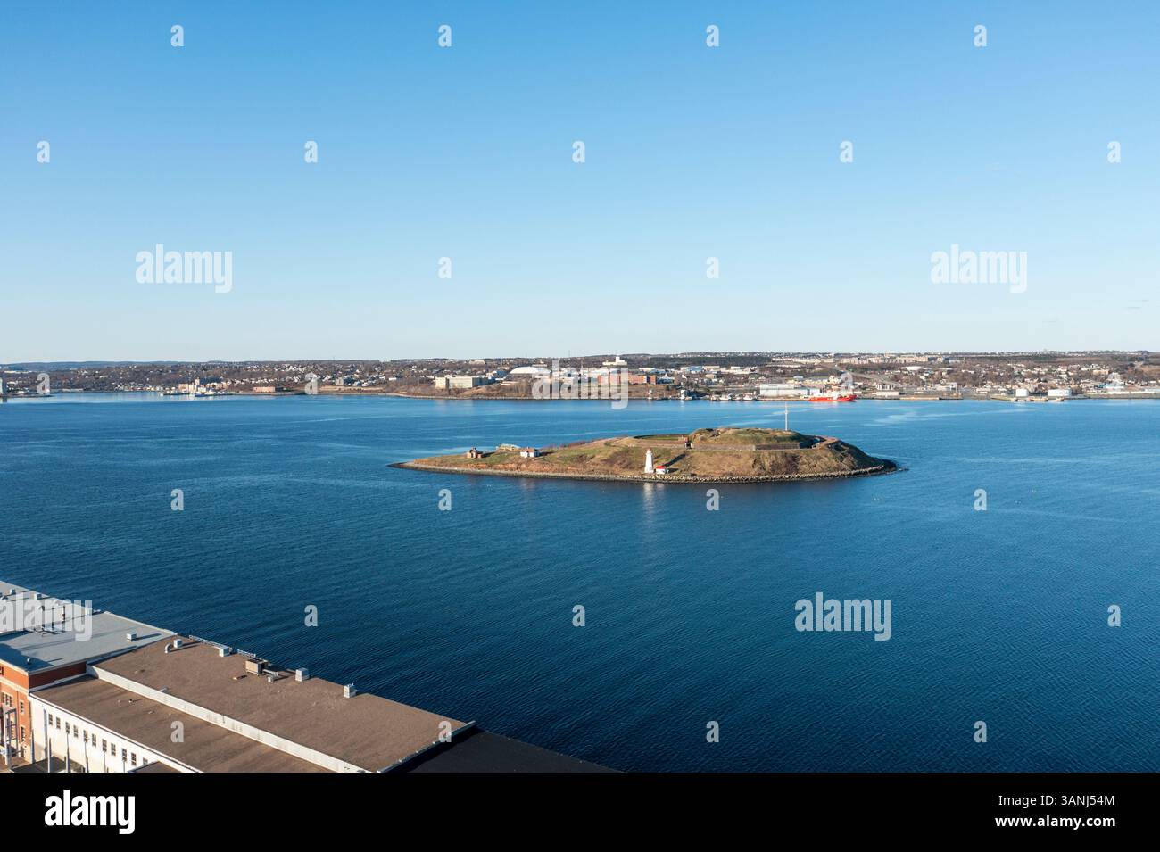 Aerial view of Halifax City with a beautiful coastal landscape and ...