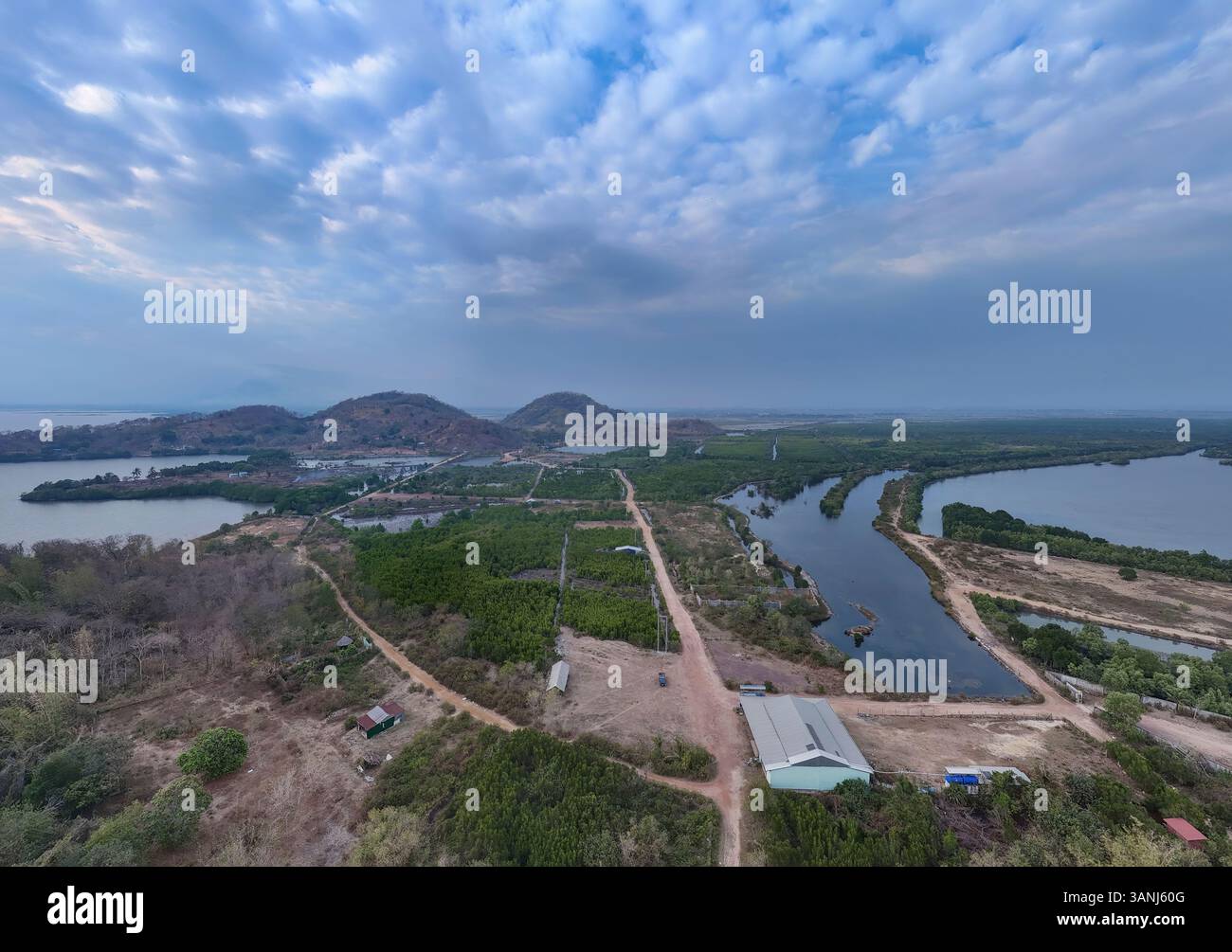 Aerial view of coconut beach on the southern island of Traeuy Kaoh with ...
