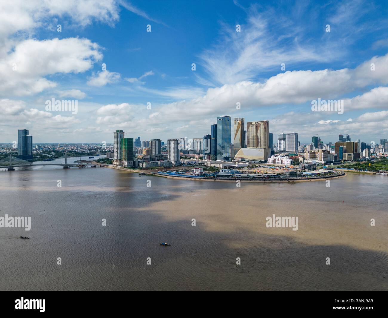 Aerial view of diamond island with modern buildings and a bustling ...