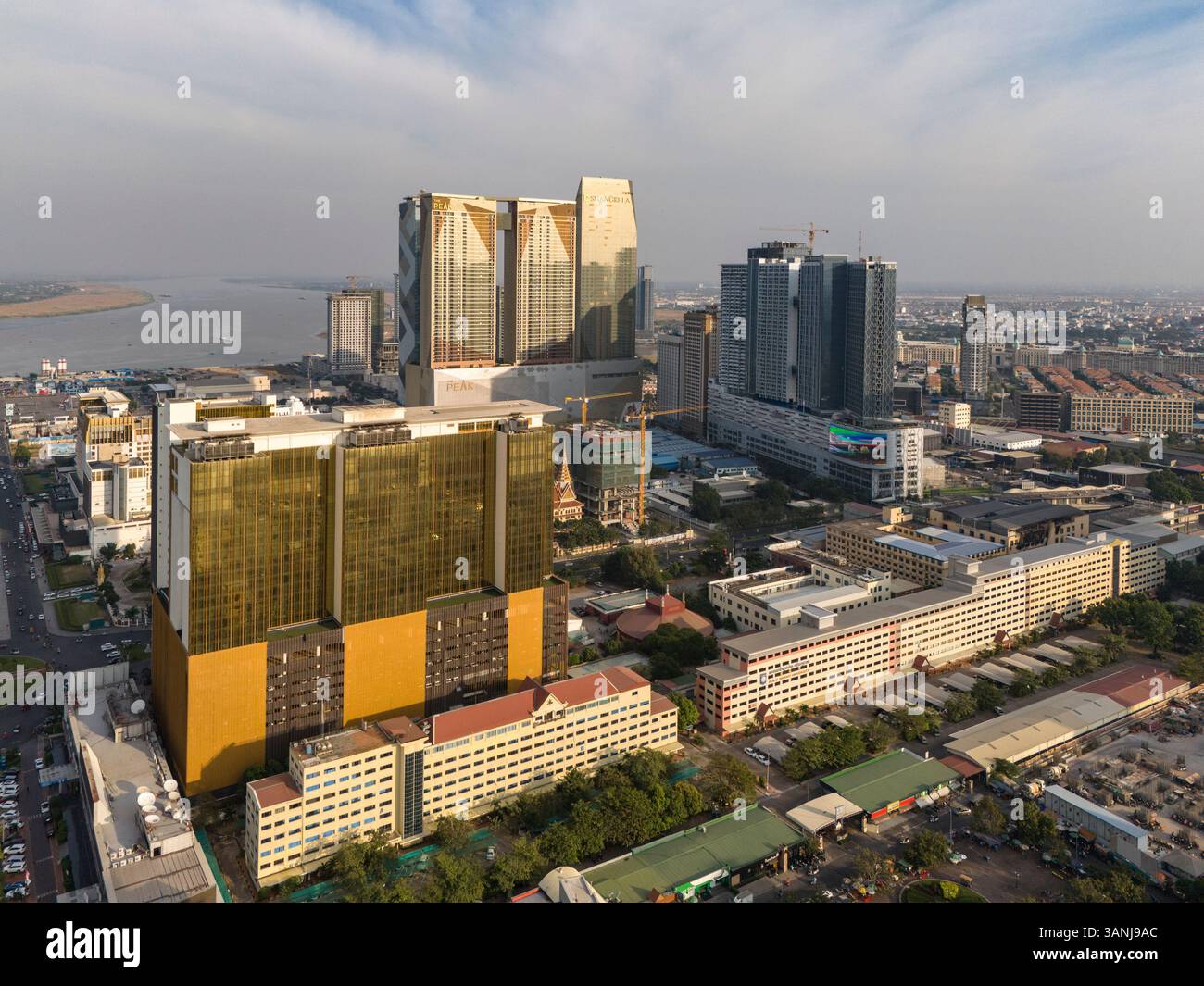 Aerial view of naga casino and bustling cityscape with high-rise ...