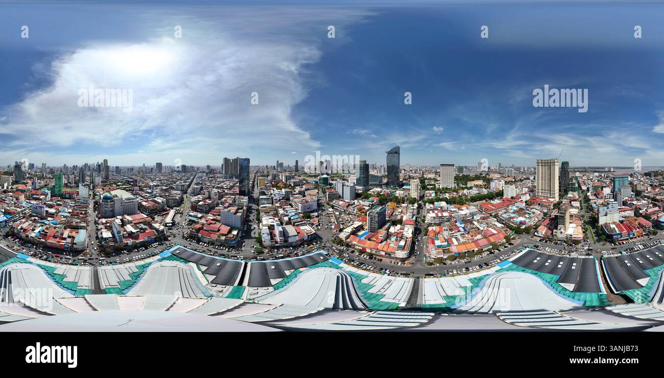 Aerial view of vibrant cityscape with modern buildings and bustling ...