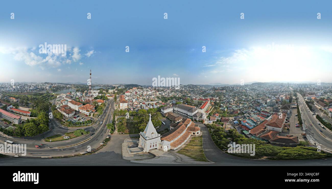 Aerial view of vibrant cityscape with historic architecture and ...