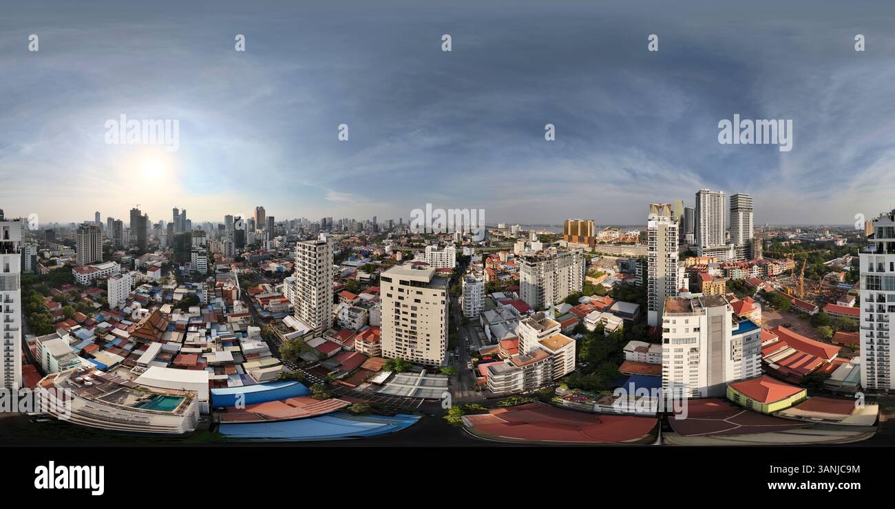 Aerial view of vibrant cityscape with high-rise buildings and expansive ...