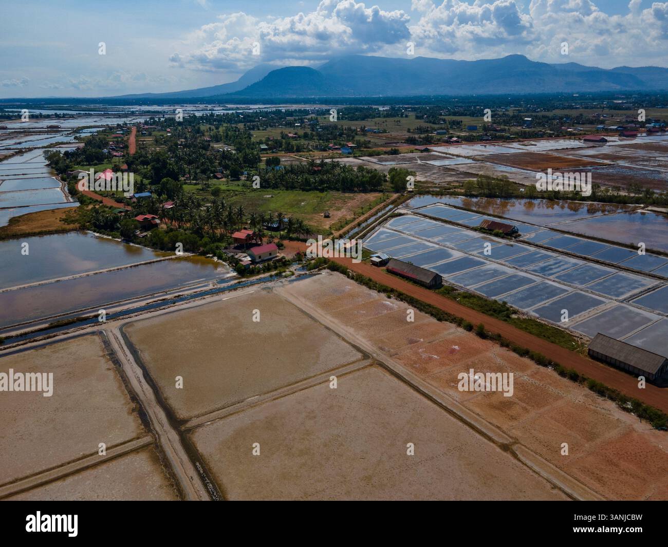 Aerial view of salt fields, Kampot province, Cambodia Stock Photo - Alamy