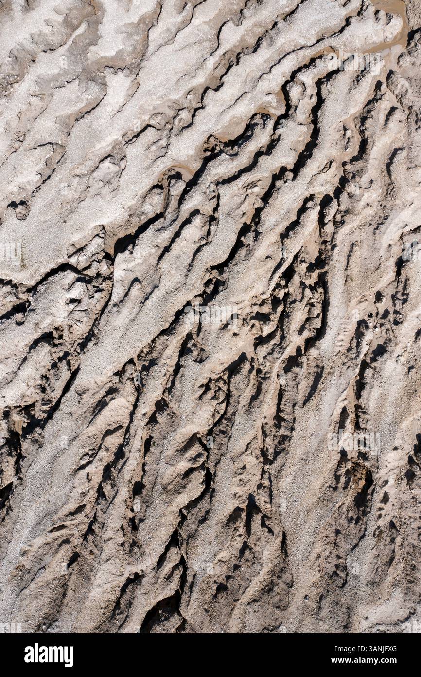 Aerial view of abstract geological formations with wavy lines and ...