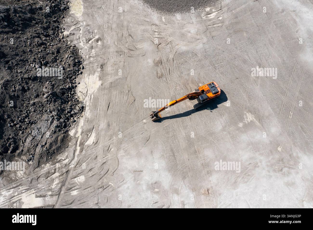 Aerial view of Sunshine Mine with excavators and quarry terrain ...