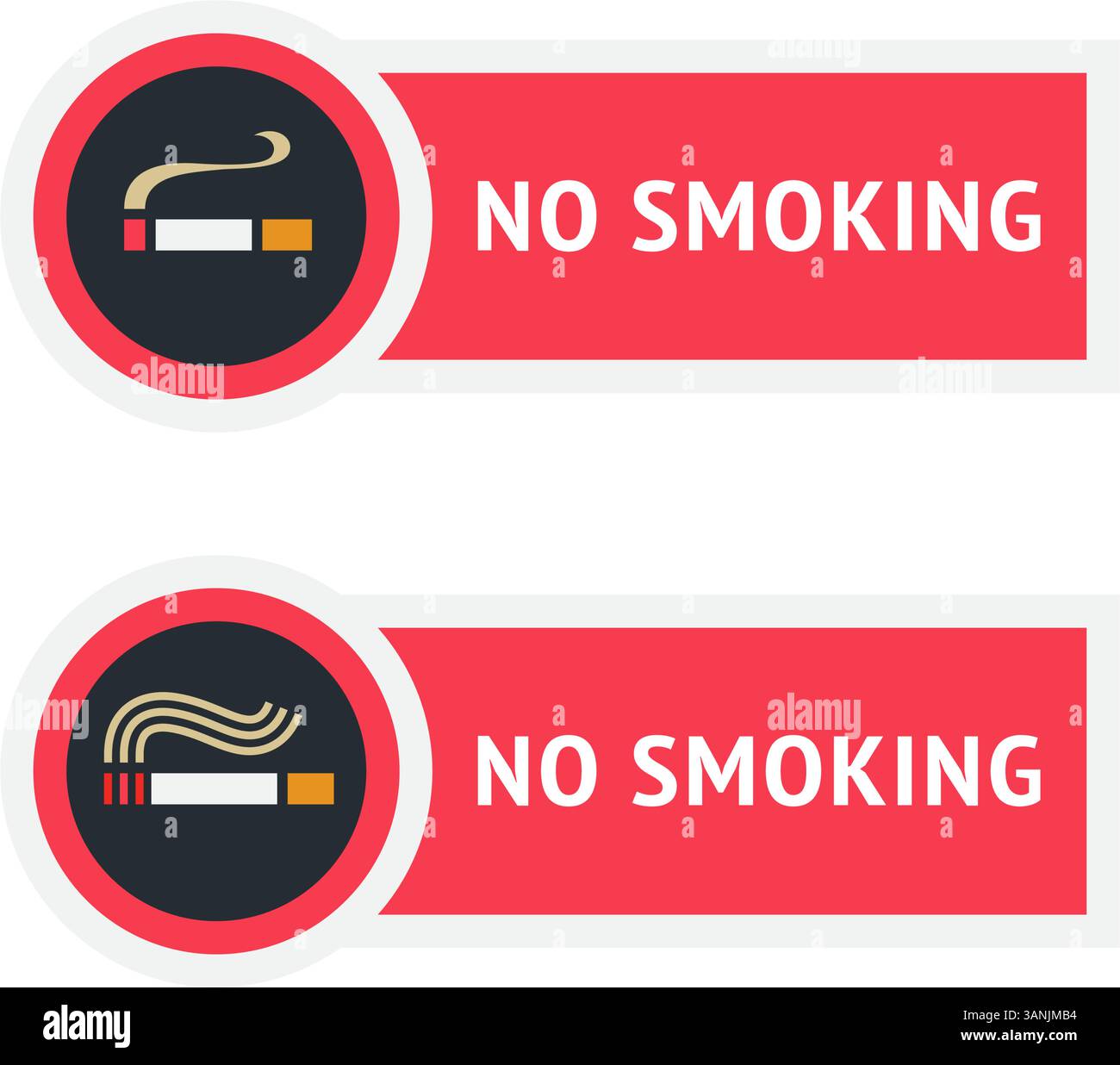 No smoking stickers set, trendy labels no smoking Stock Vector Image ...