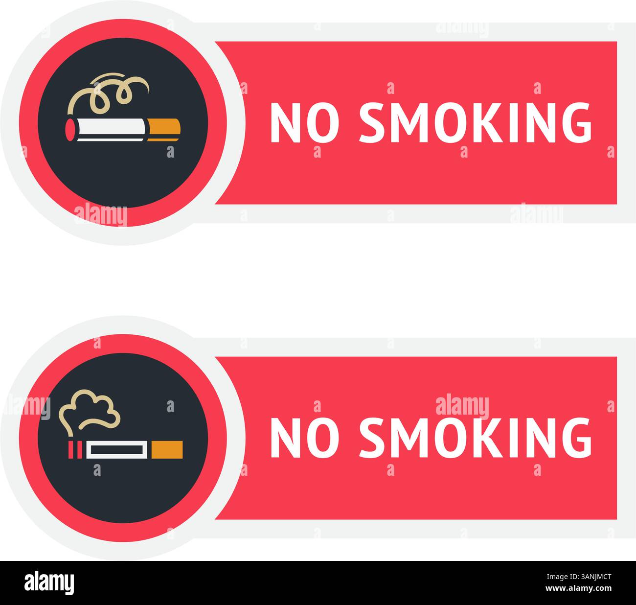 No smoking stickers set, trendy labels no smoking Stock Vector Image ...