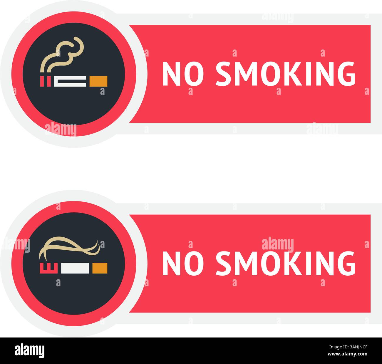 No smoking stickers set, trendy labels no smoking Stock Vector Image ...