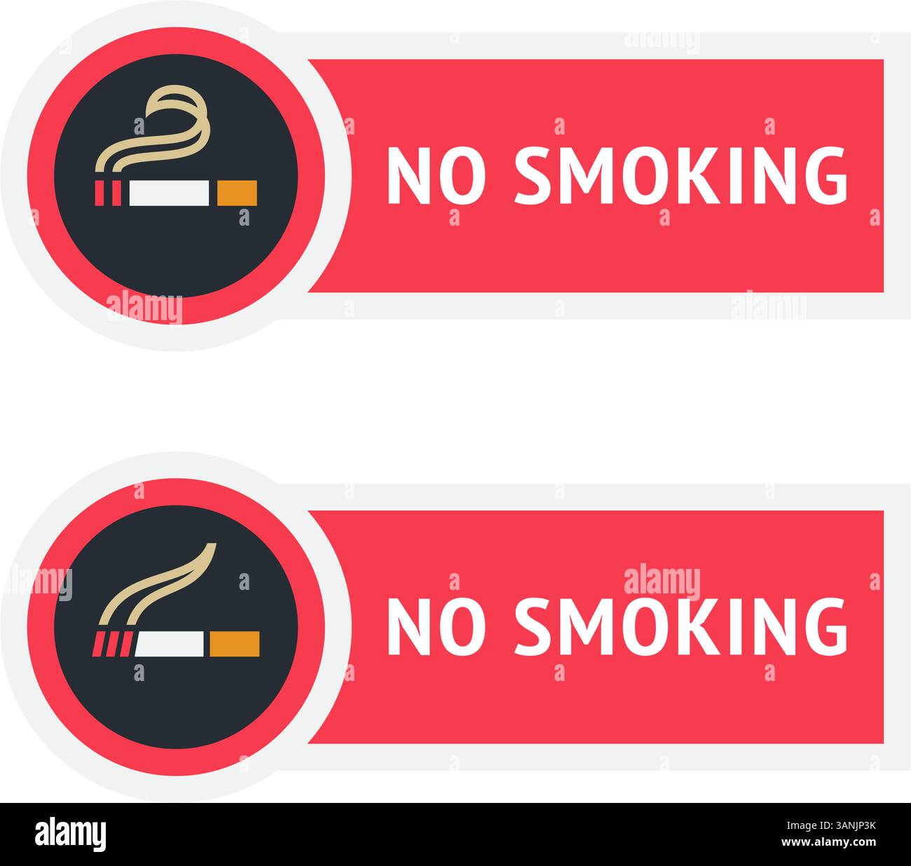 No smoking stickers set, trendy labels no smoking Stock Vector Image ...