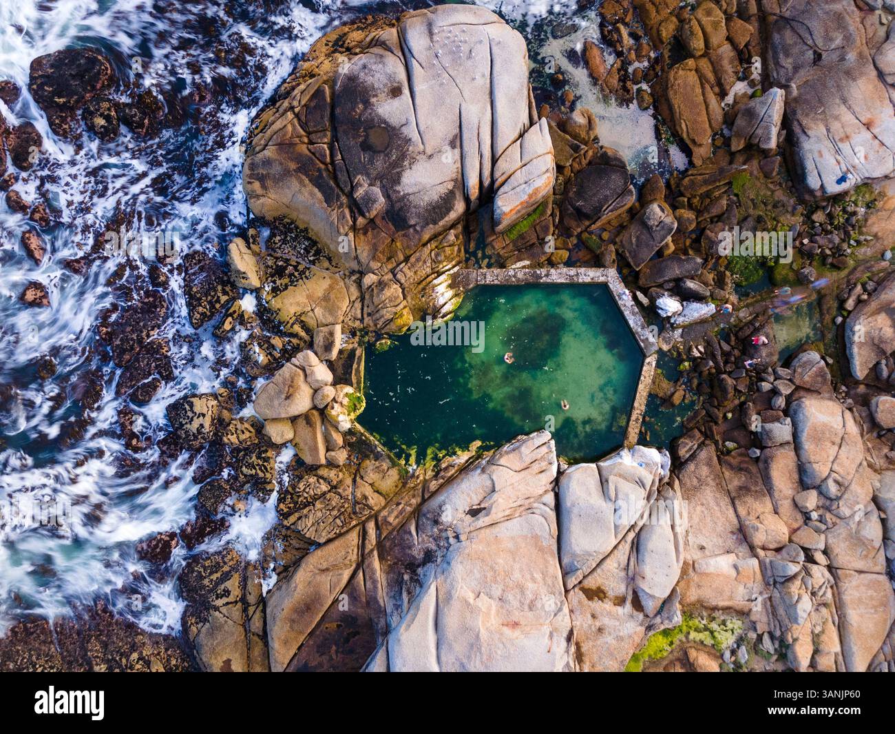 Aerial view of Saunders Rock tidal pool in summer at Bantry Bay ...