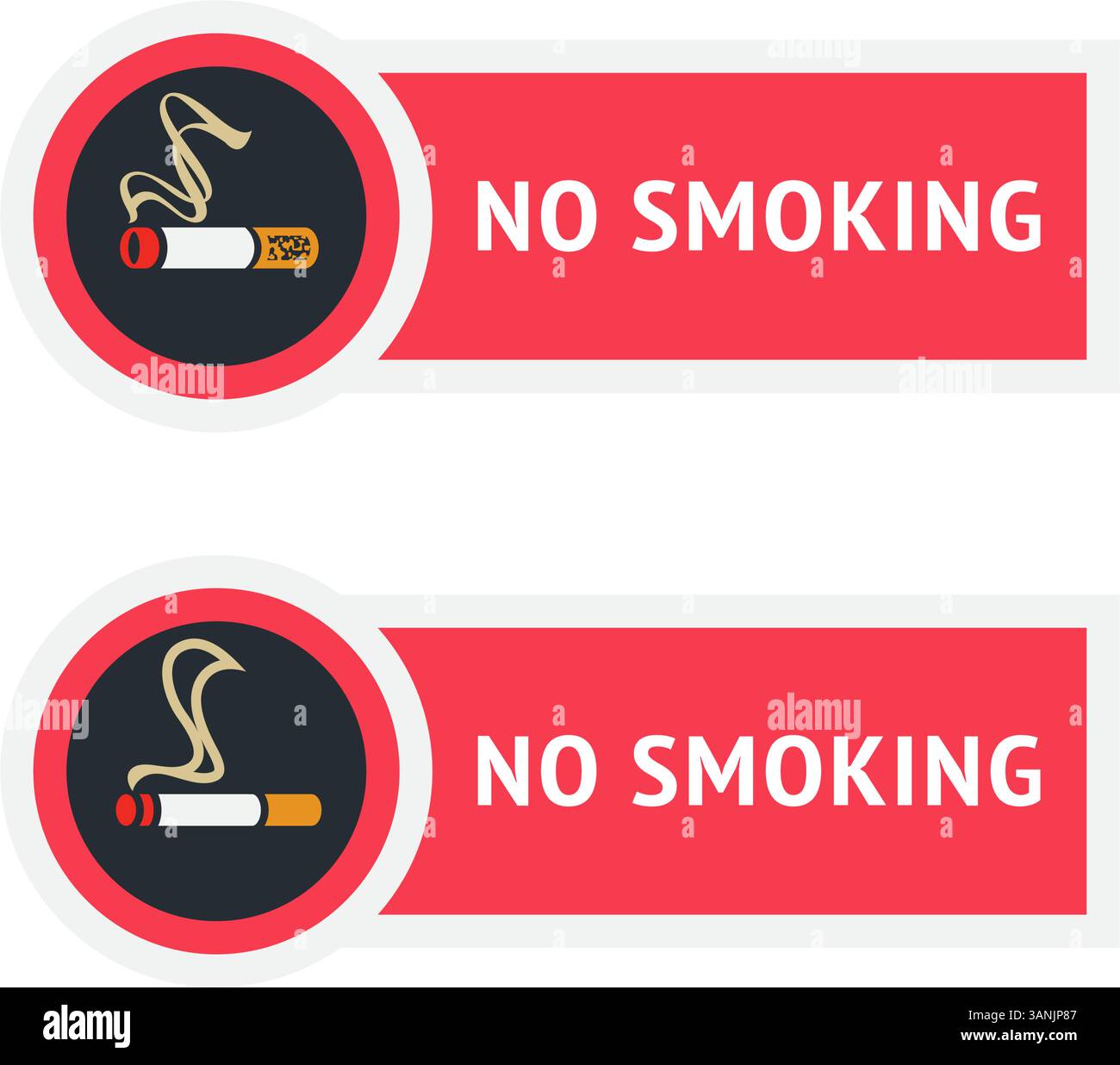 No smoking stickers set, trendy labels no smoking Stock Vector Image ...