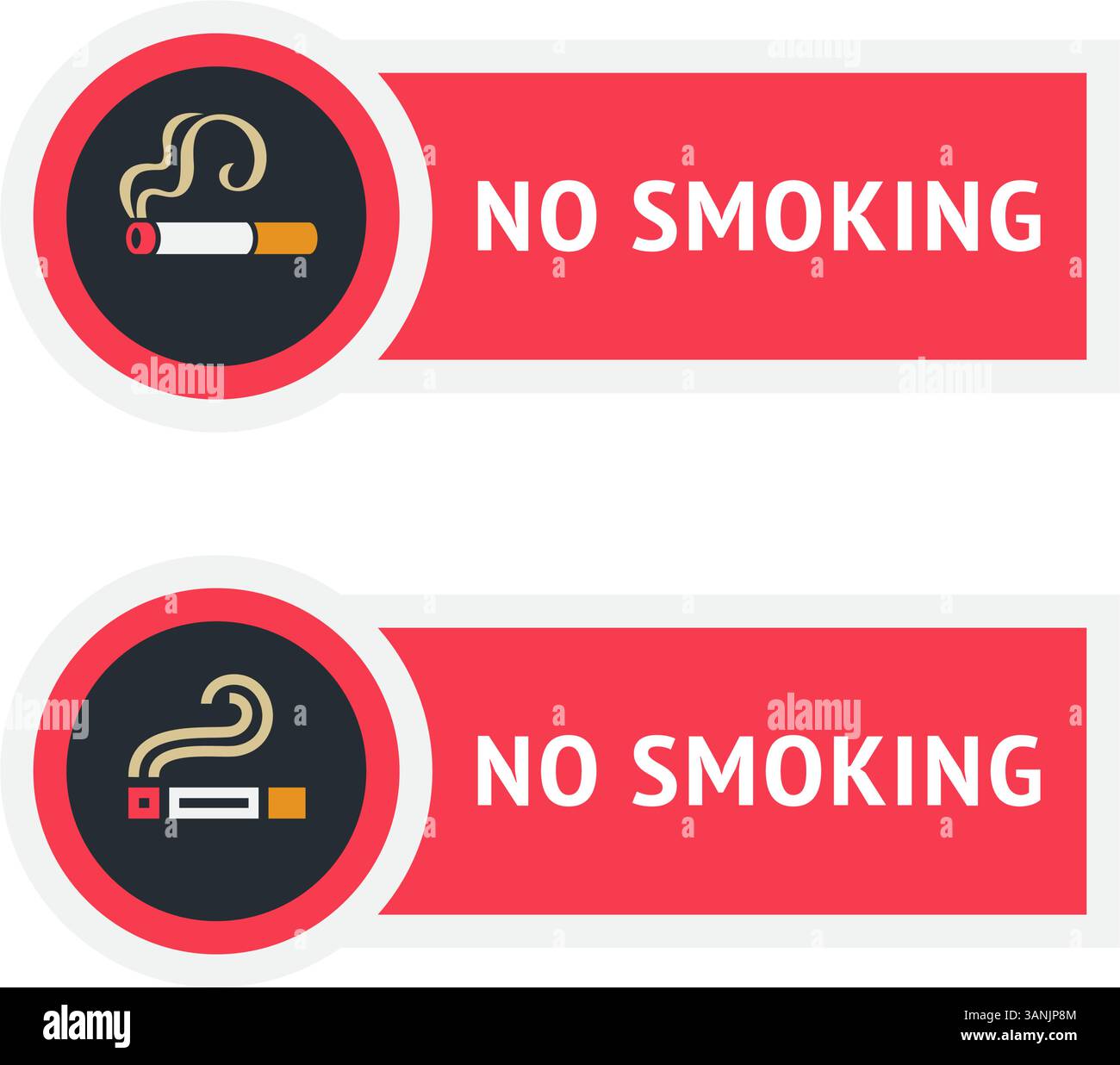 No smoking stickers set, trendy labels no smoking Stock Vector Image ...
