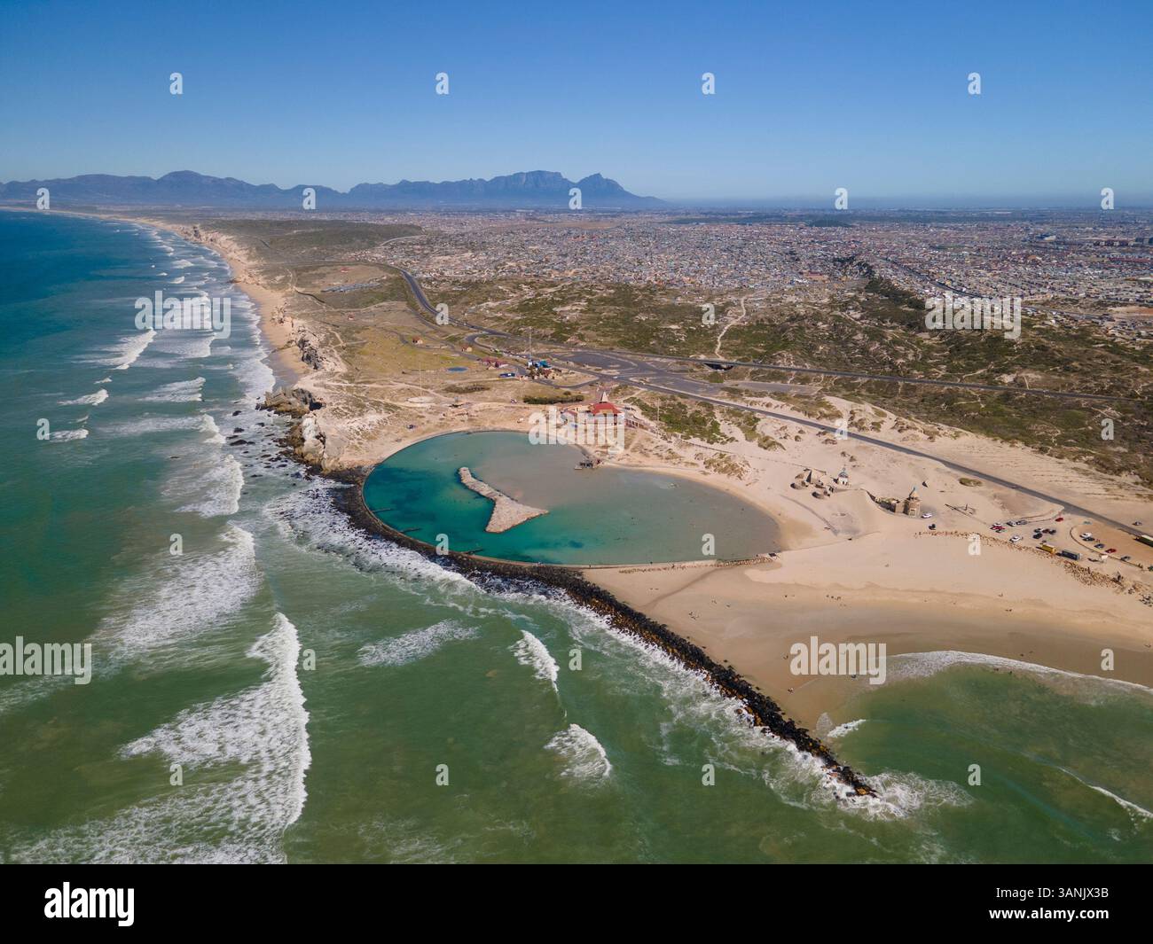 Aerial view of Monwabisi tidal pool Khayelitsha popular destination of ...