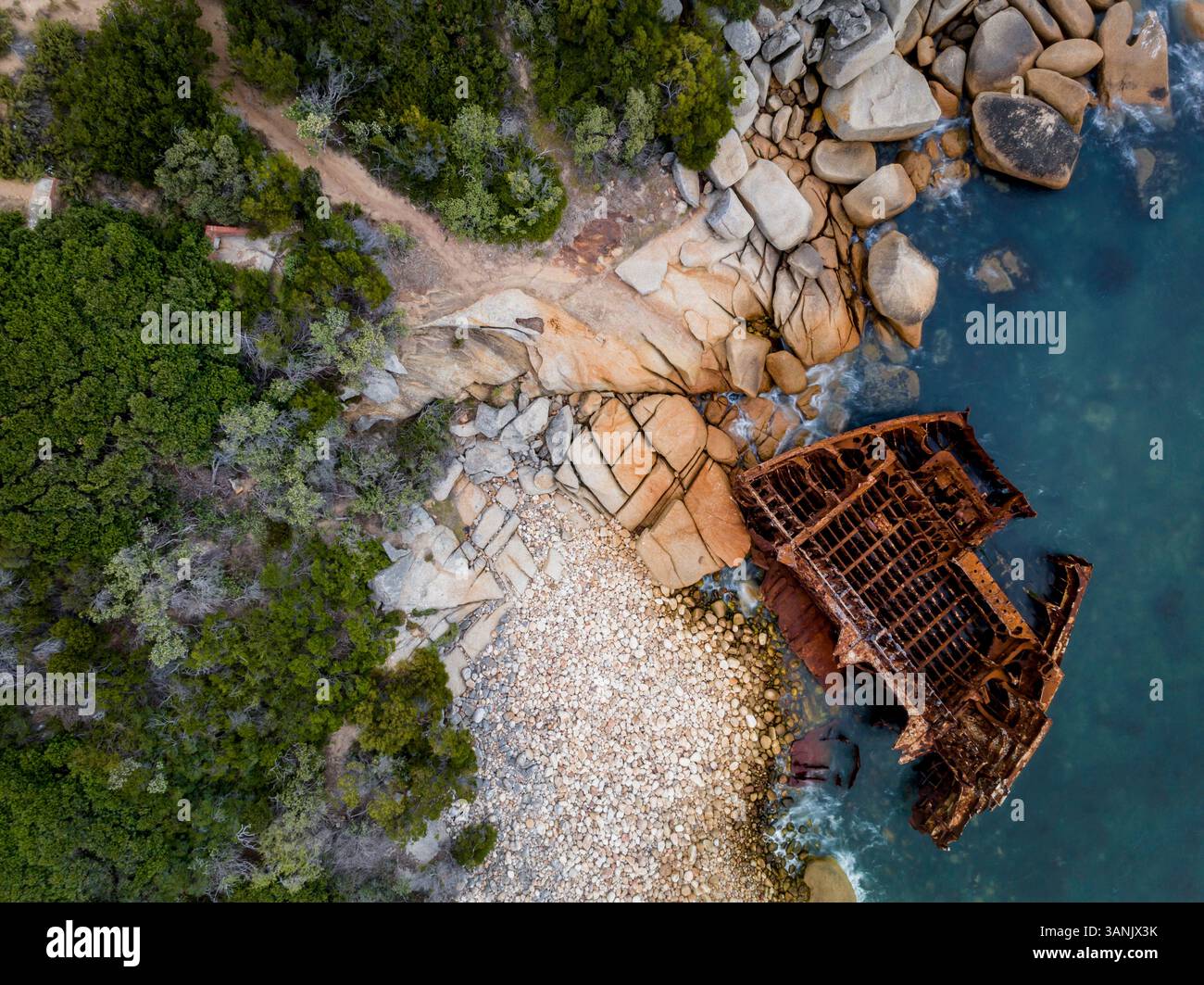Aerial view of Antipolis shipwreck washed on shore Cape Town, South ...