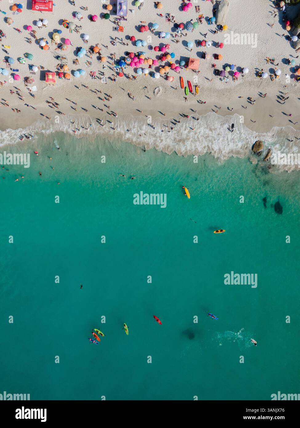 Aerial view of Clifton 4th pristine beach with white sand and blue ...