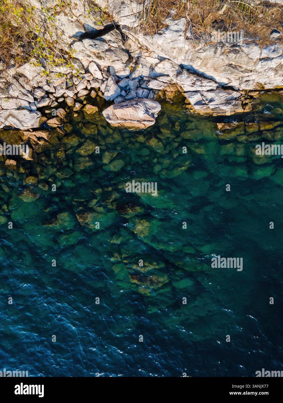 Aerial view of Boadzulu Island Southern Lake Malawi, Mangochi, Malawi ...