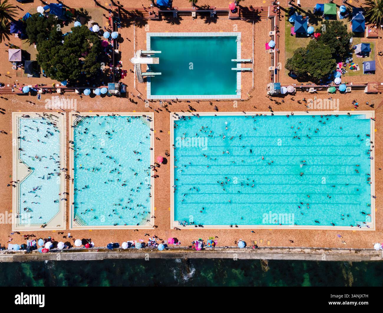 Aerial view of Sea Point public pool on New Year’s Day, Cape Town ...