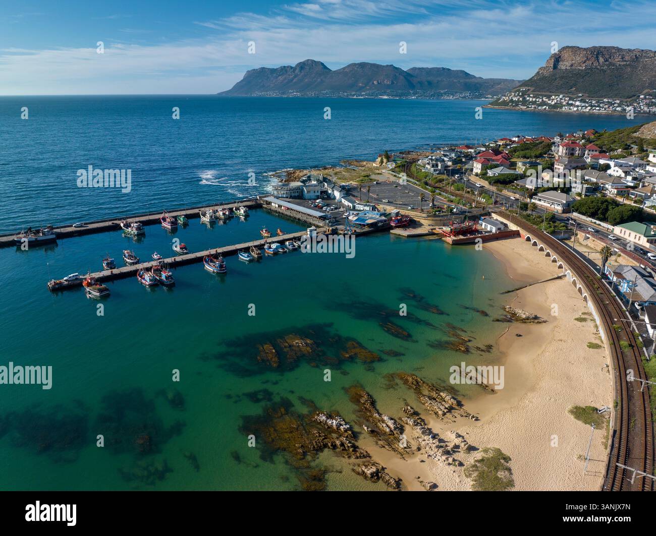 Aerial view of Kalk Bay harbour, Cape Town, South Africa Stock Photo ...