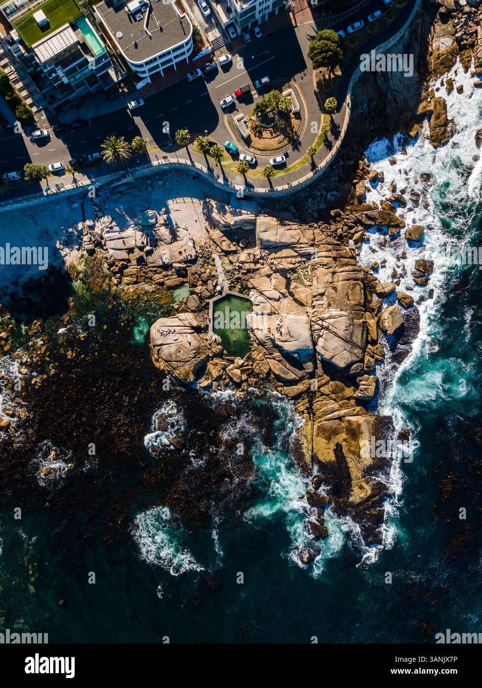 Aerial view of Saunders Rock tidal pool New Year’s Day summer, Cape ...